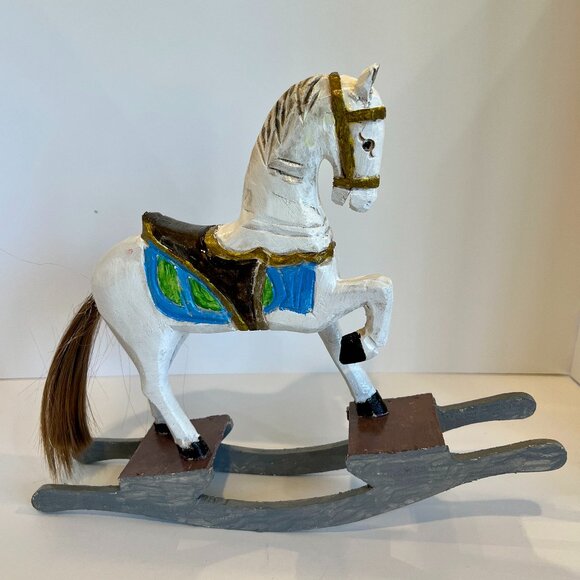 Toys | Vintage Hand Crafted Carved Painted Wood Rocking Carousel Horse ...